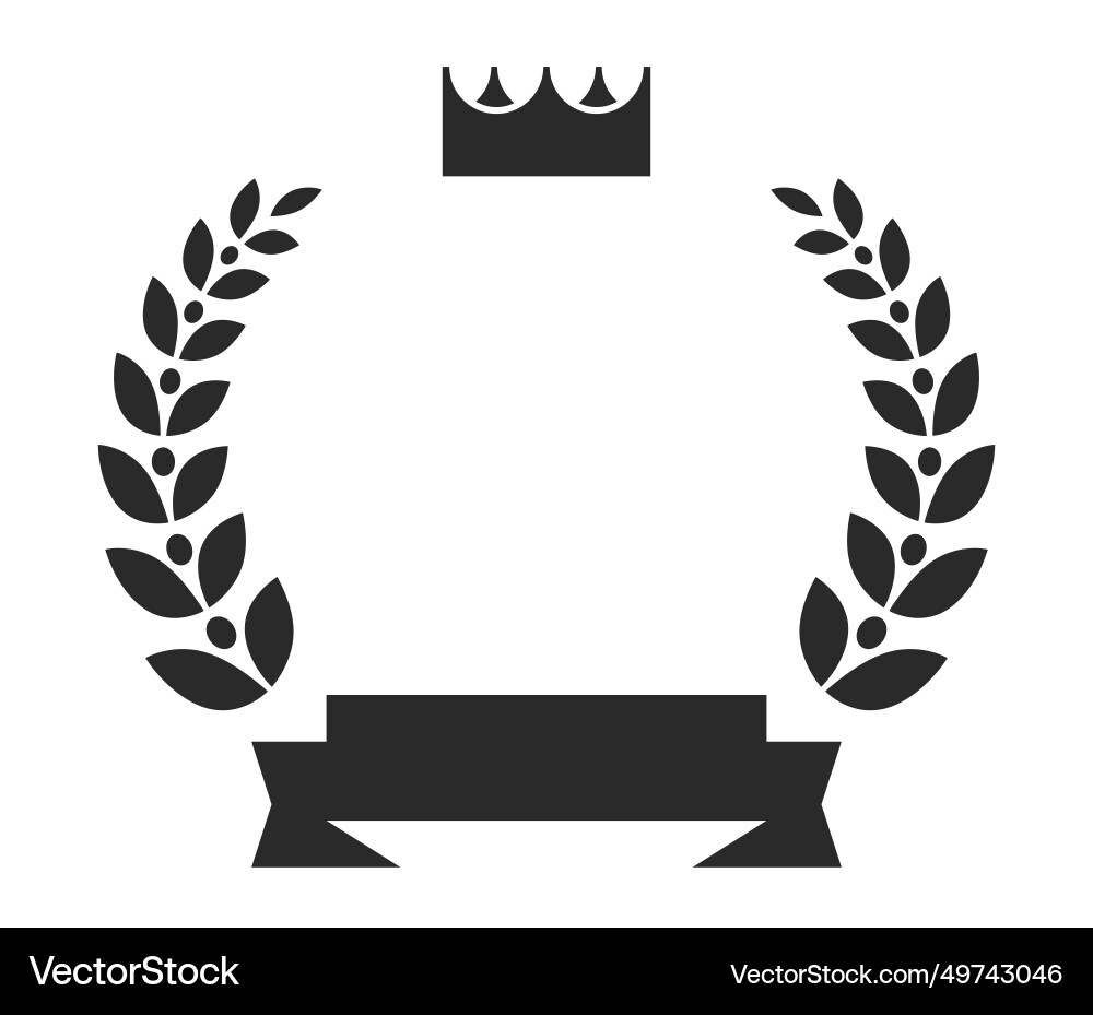 Blank empty emblem with ribbon and laurel wreath Vector Image