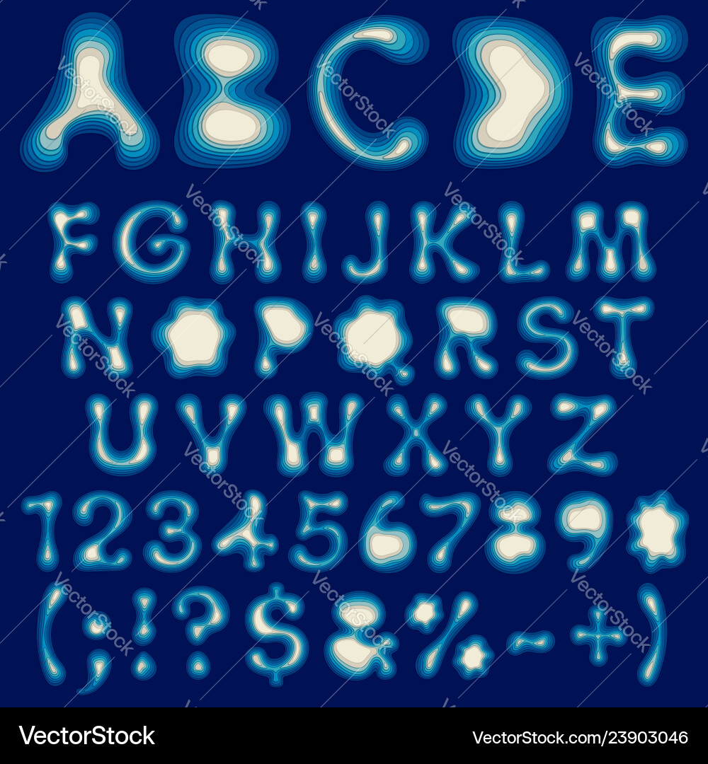 Color alphabet letters and numbers from layers Vector Image