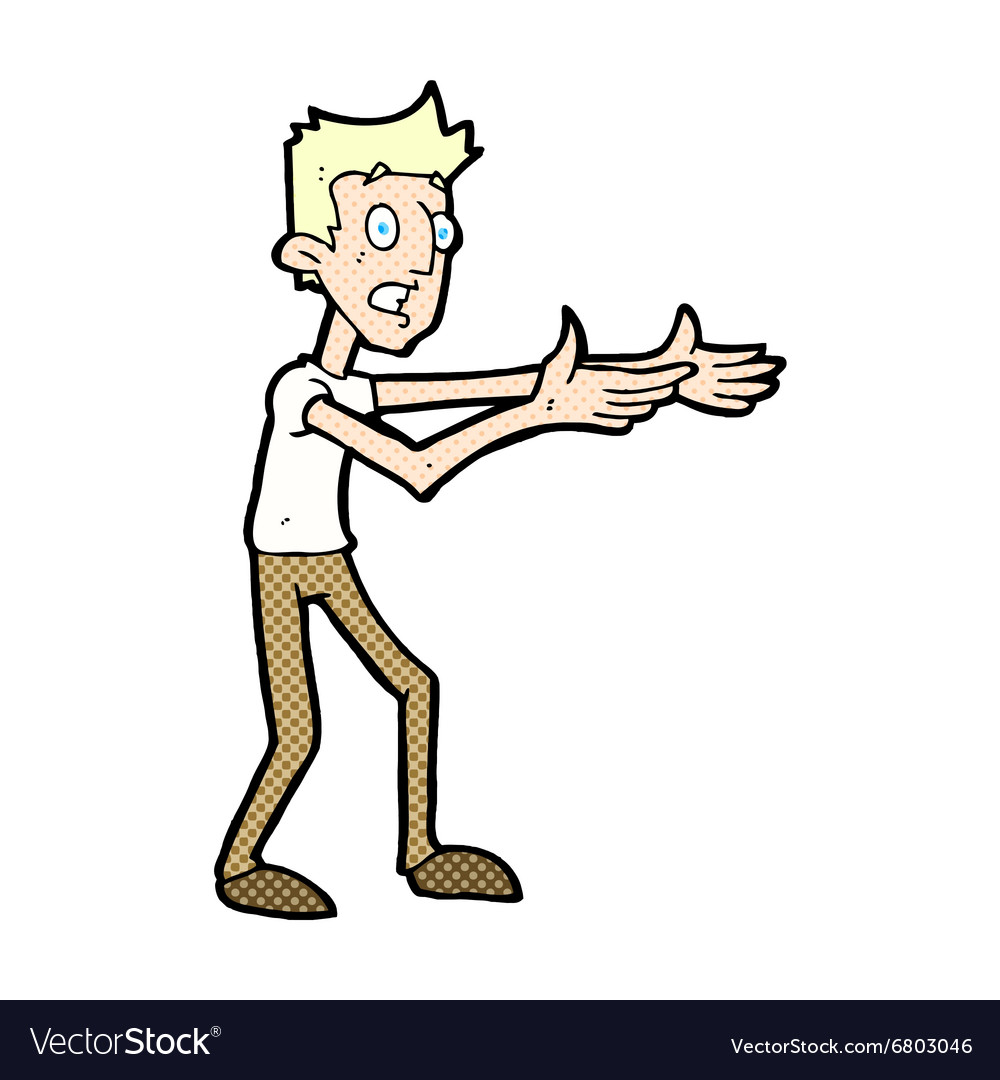 Comic cartoon man desperately explaining Vector Image