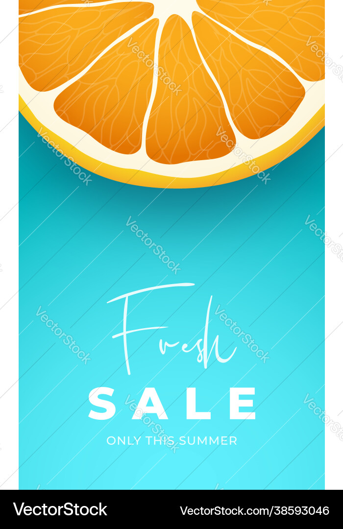 Fresh sale vertical banner orange slice Royalty Free Vector