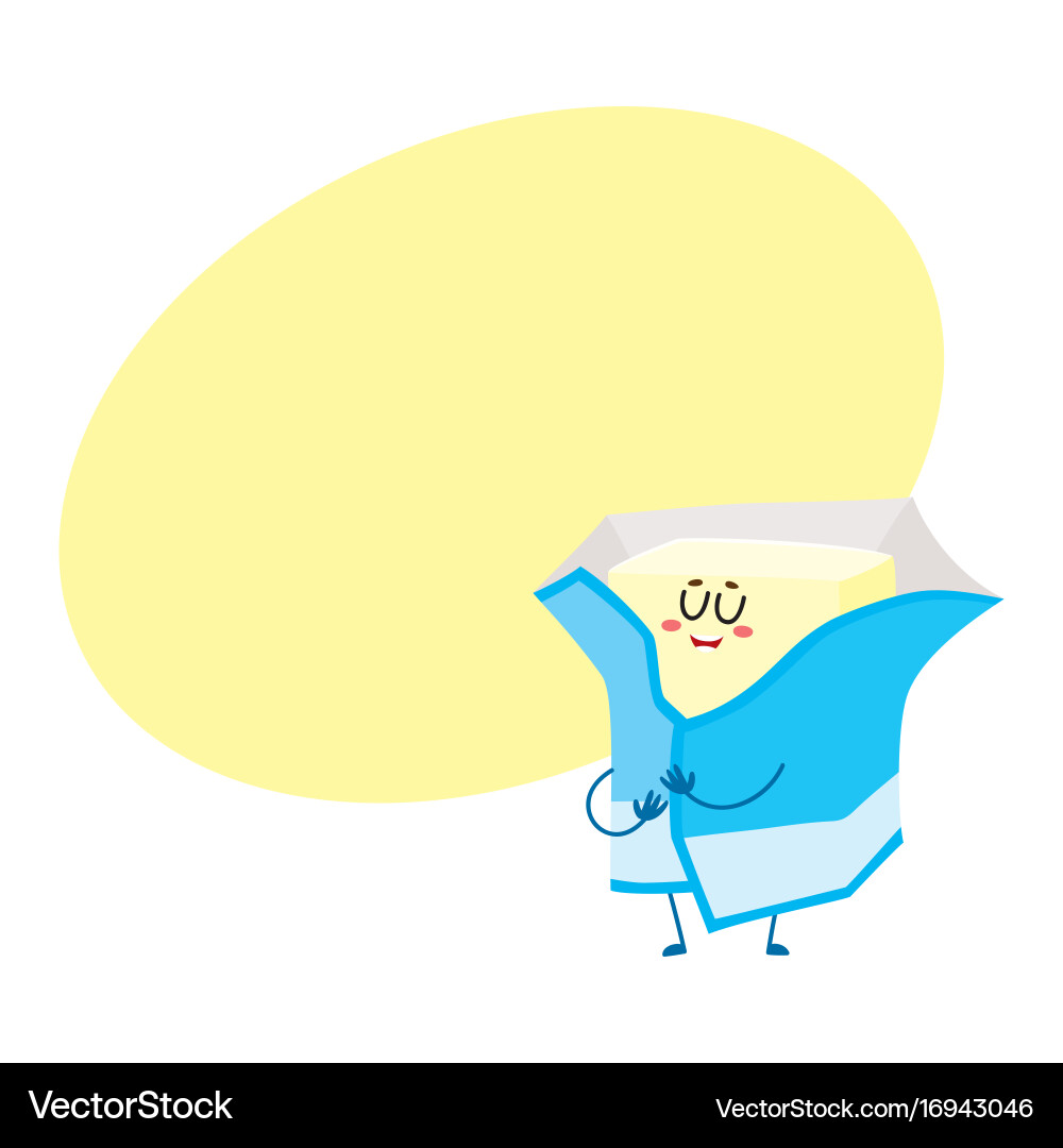 Funny butter character with smiling human face Vector Image