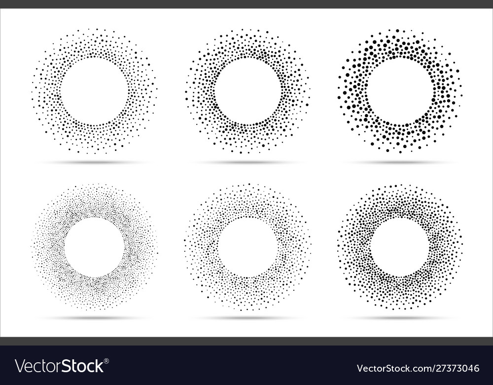 Halftone circle dots frame set dots frames Vector Image