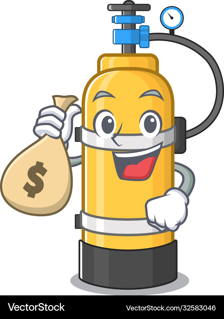 Happy rich oxygen cylinder cartoon character Vector Image