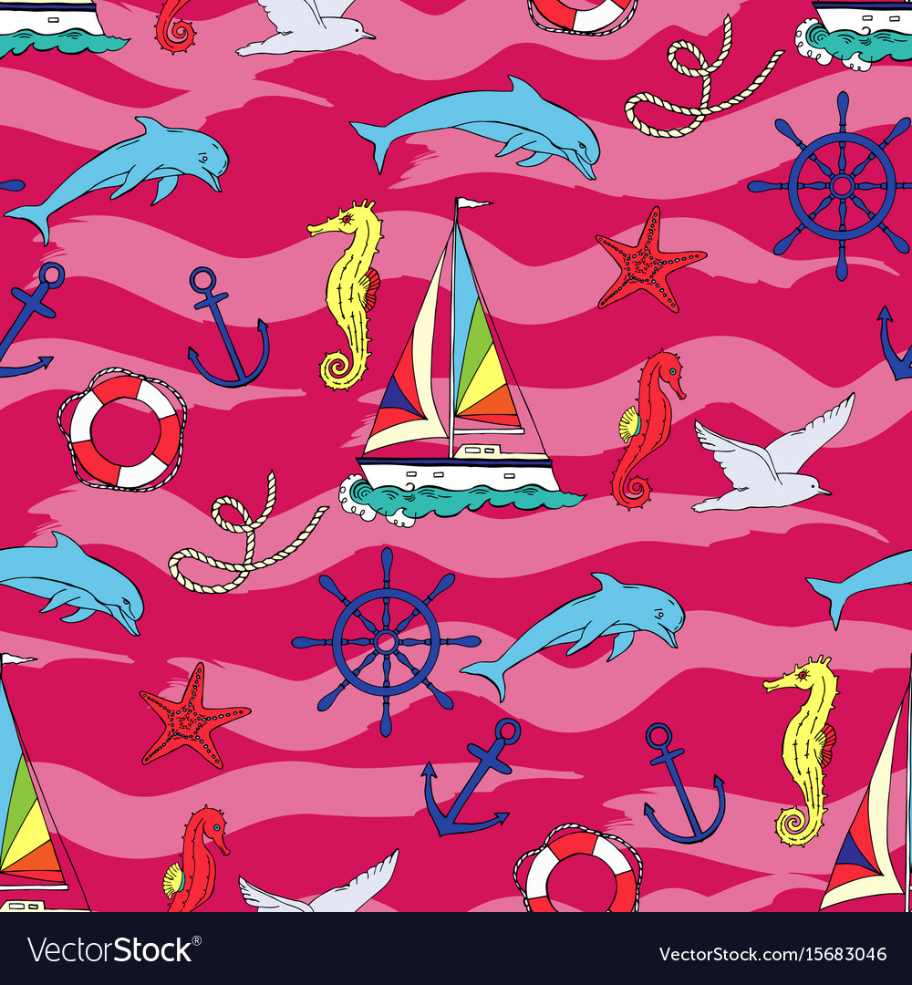 Nautical seamless pattern Royalty Free Vector Image