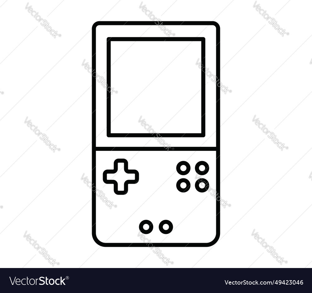 Portable Handheld Retro Gaming Console Outline Vector Image