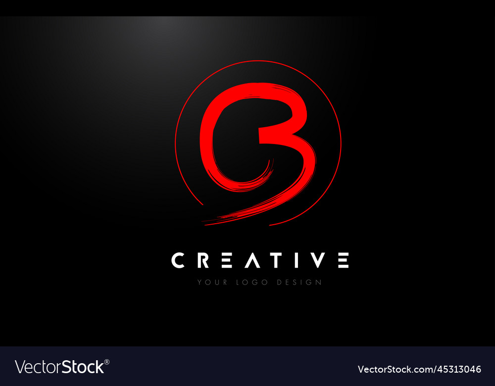 Red cb brush letter logo design artistic Vector Image