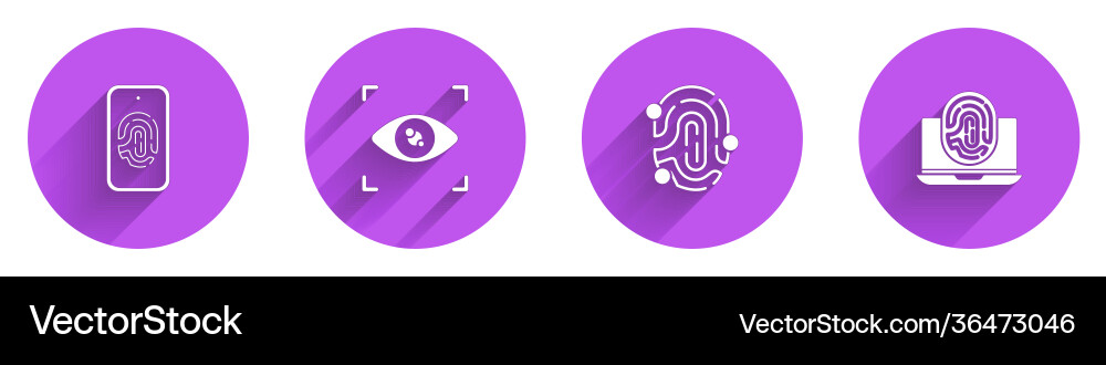 Set mobile with fingerprint scan eye fingerprint Vector Image