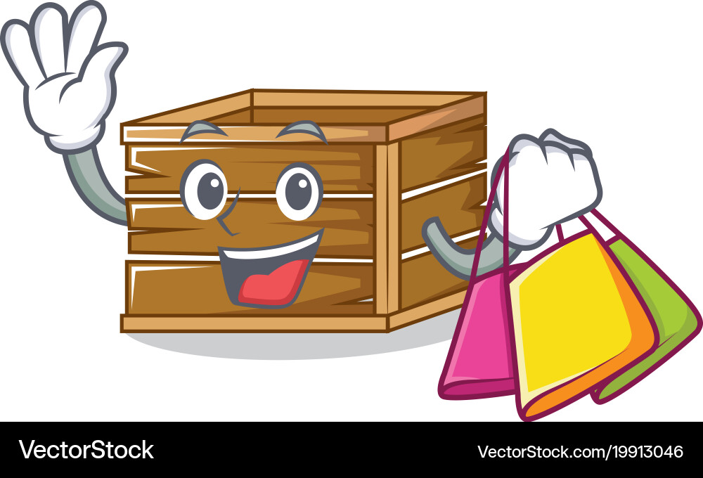 Shopping crate character cartoon style Royalty Free Vector