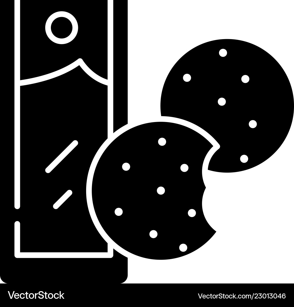 Tea with cookies black icon sign Royalty Free Vector Image