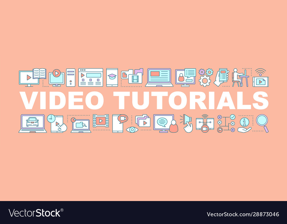 Video tutorial word concepts banner Royalty Free Vector