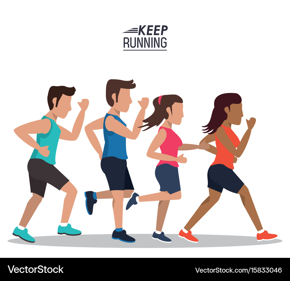 White background of poster keep running with set Vector Image