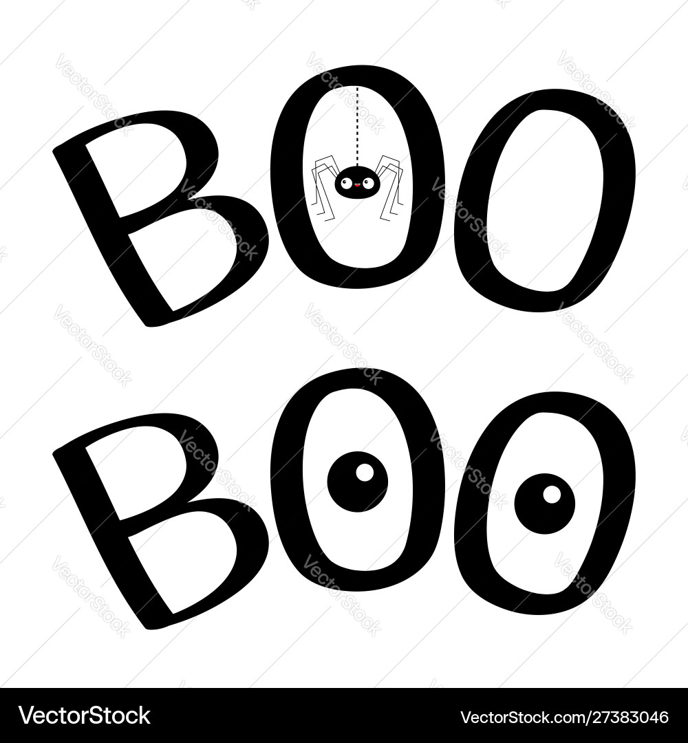 Word boo text with hanging spider insect Vector Image