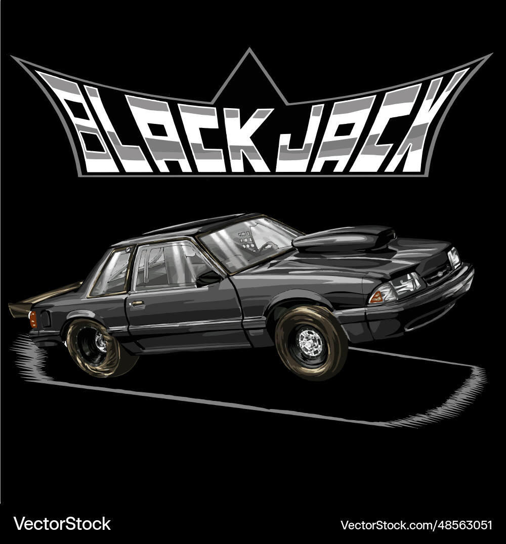 Black drag race with white strip Royalty Free Vector Image