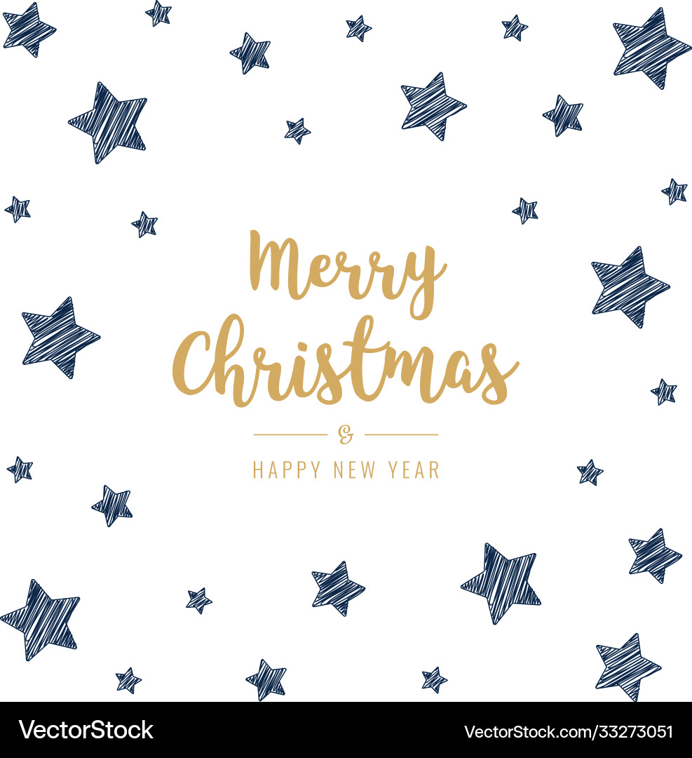 Christmas golden greeting card scribble drawing Vector Image