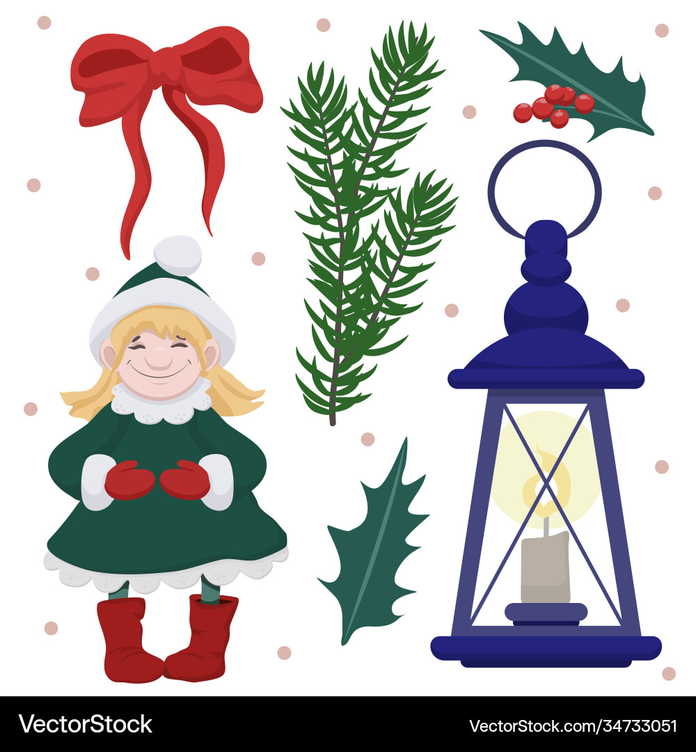 Christmas set clip arts Royalty Free Vector Image