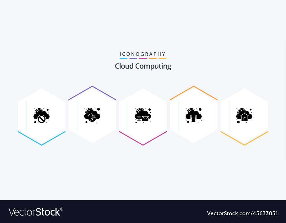 Cloud computing 25 glyph icon pack including Vector Image