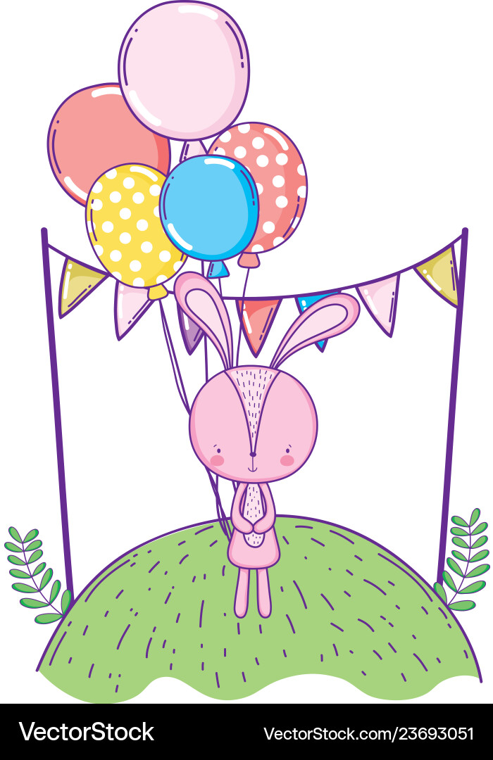 Cute little rabbit with balloons helium Royalty Free Vector