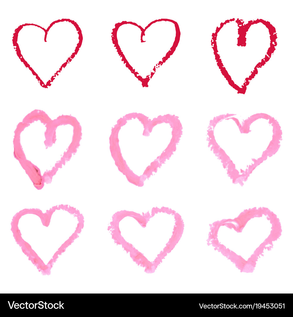 Hand-painted ink with hearts abstract background Vector Image