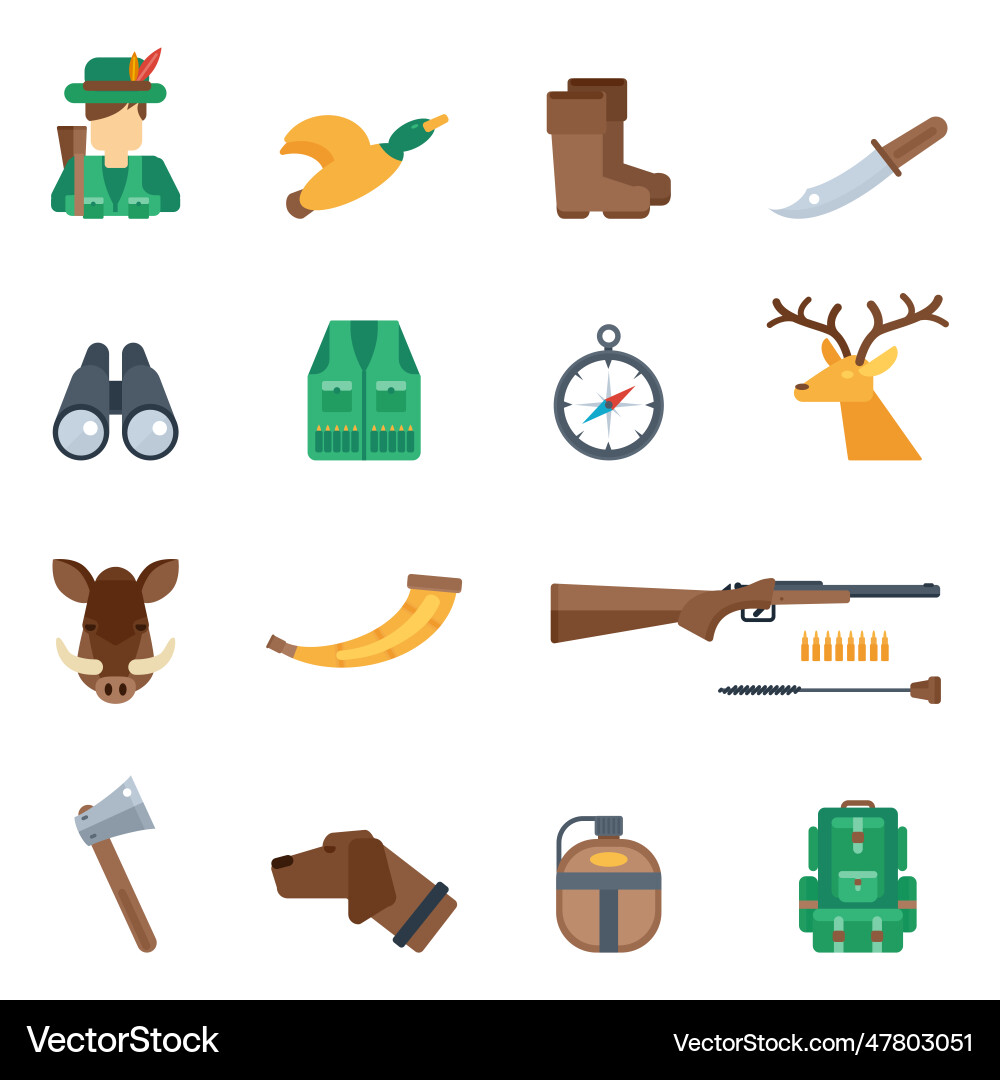 Hunting icons set icons set Royalty Free Vector Image