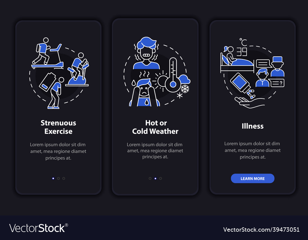 Increased fluid consumption dark onboarding Vector Image Increased fluid consumption dark onboarding Vector Image