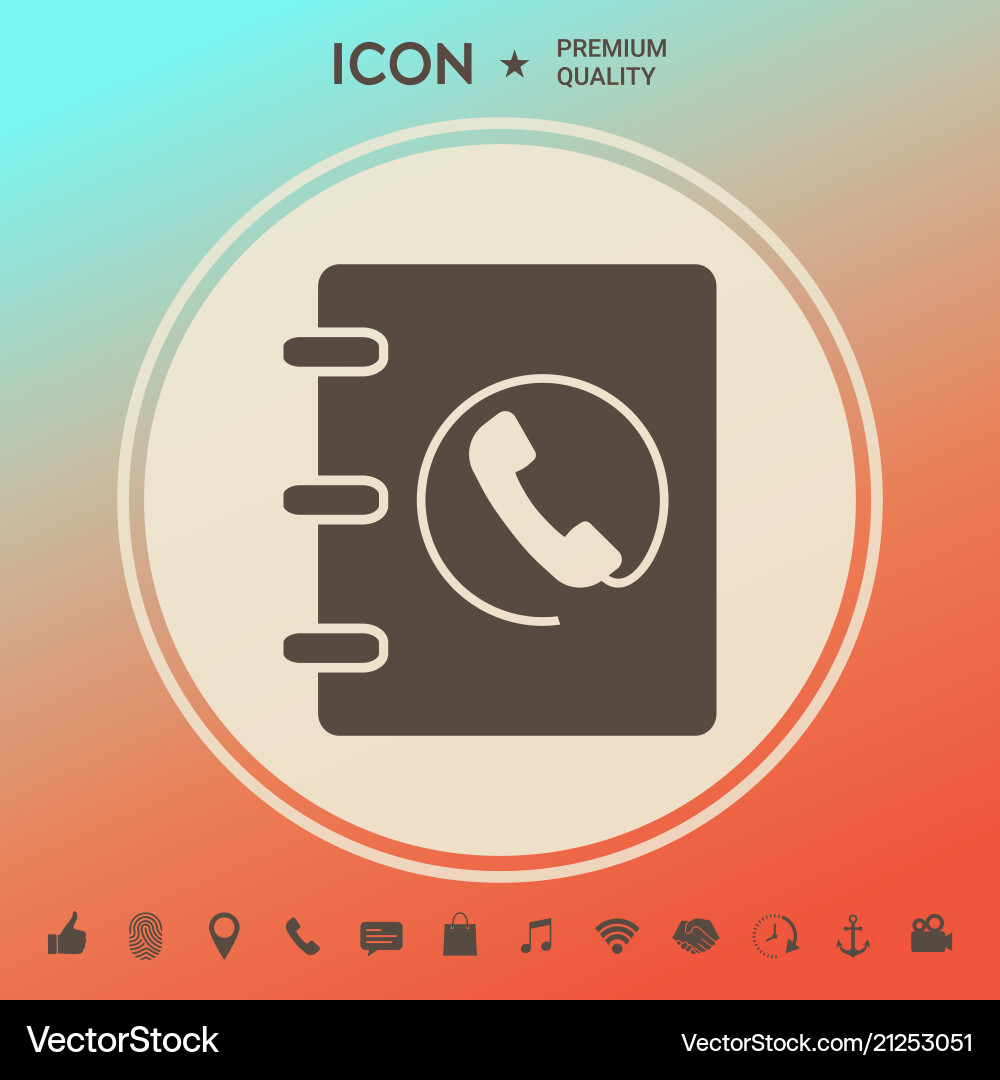 Notebook address phone book icon with handset Vector Image