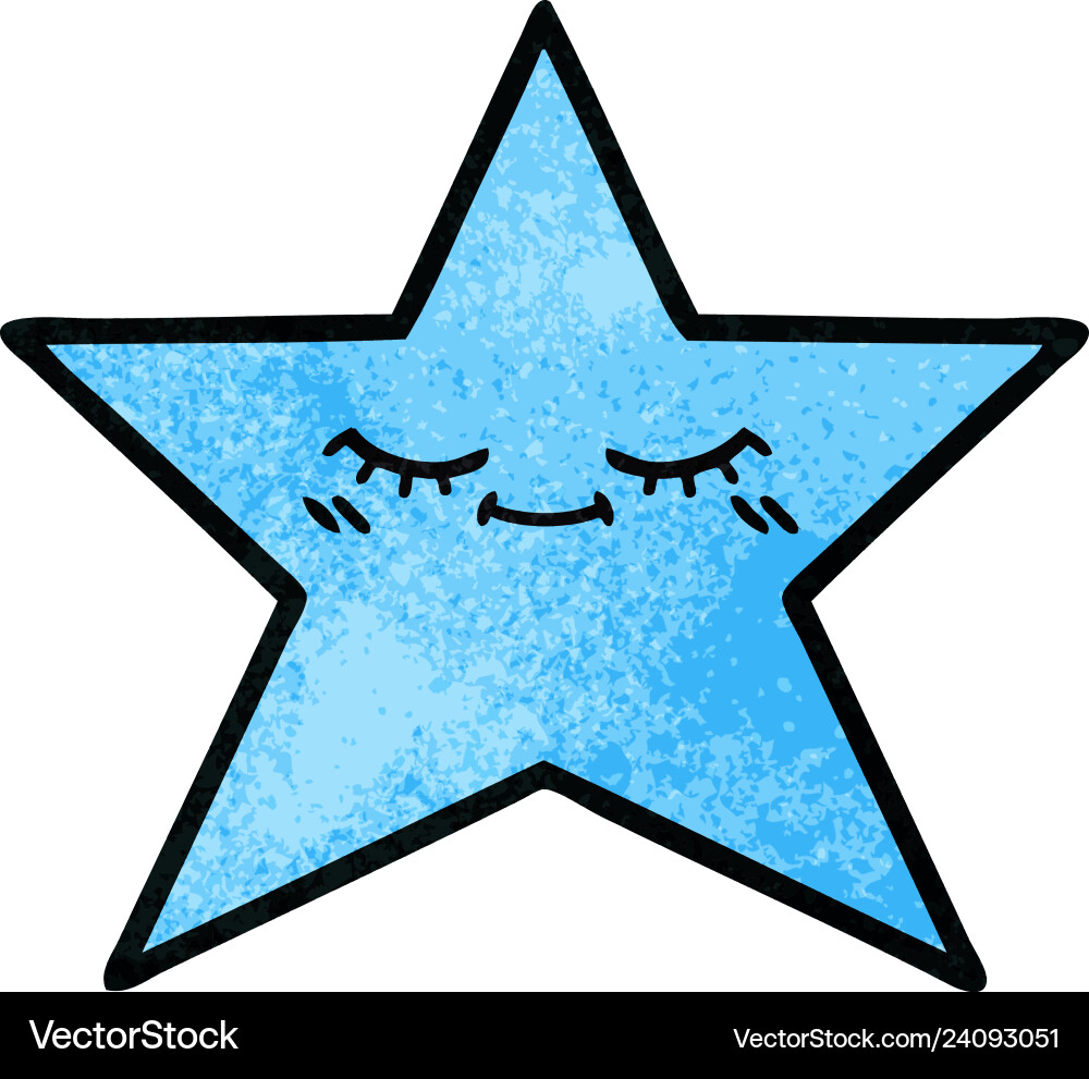 Retro grunge texture cartoon star fish Royalty Free Vector