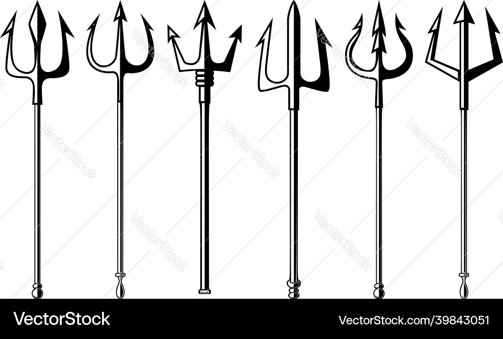 Set of the trident design element for logo label Vector Image