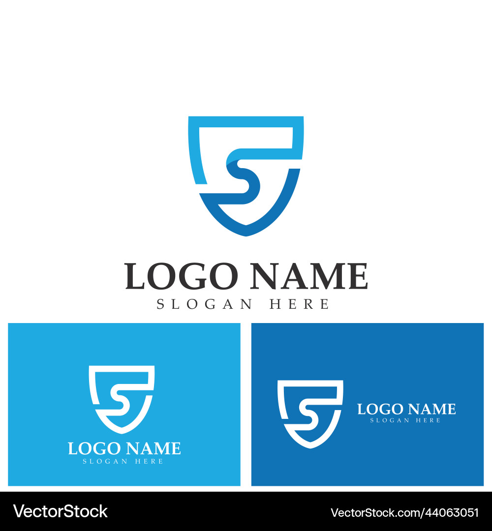 Shield letter s emblem badge logo template Vector Image