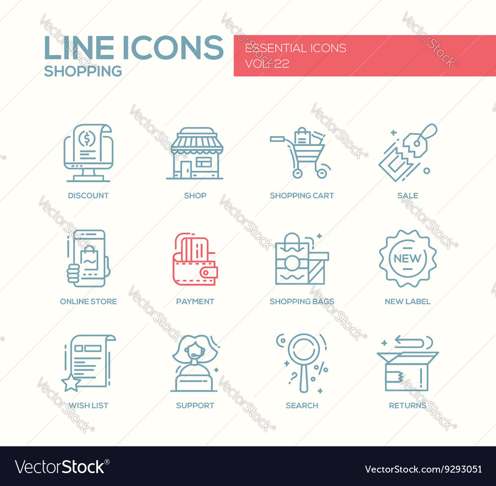 Shopping - line design icons set Royalty Free Vector Image