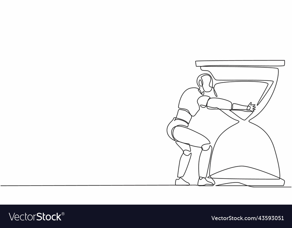 Single continuous line drawing robots hugging Vector Image Single continuous line drawing robots hugging Vector Image