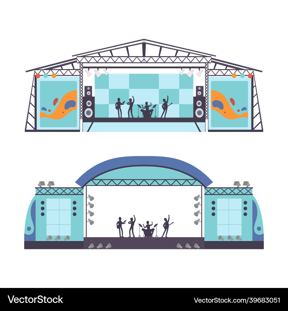 Stage for street performance and open air concert Vector Image