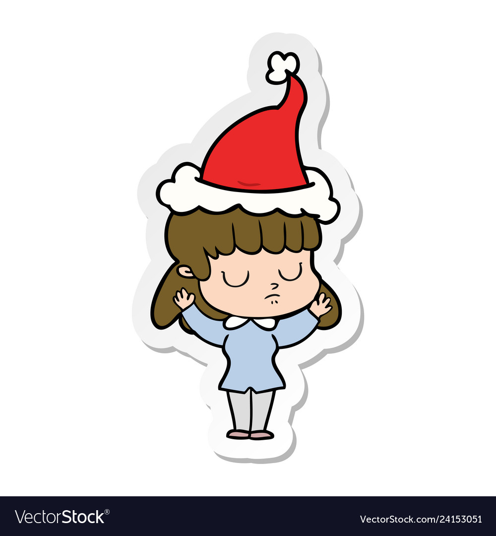 Sticker cartoon of a indifferent woman wearing Vector Image