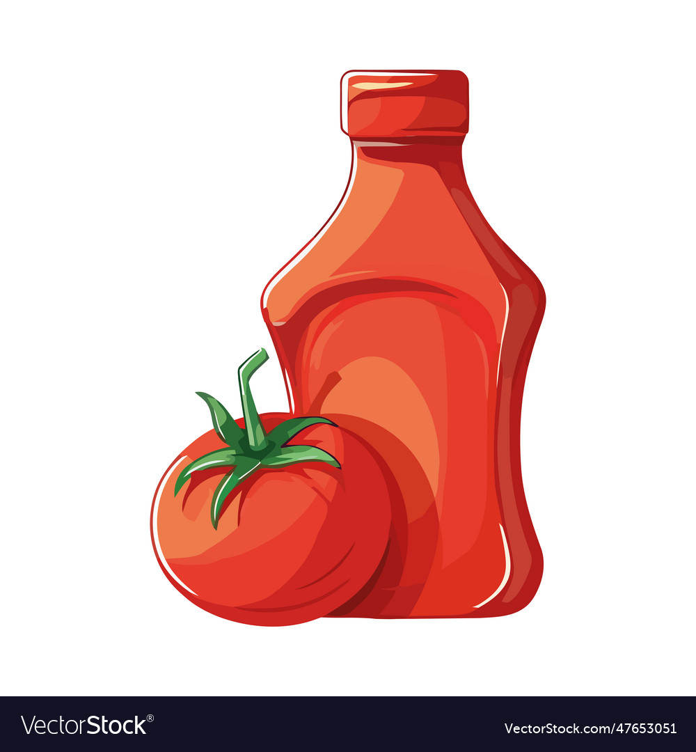 Vegetable fresh tomato sauce bottle Royalty Free Vector