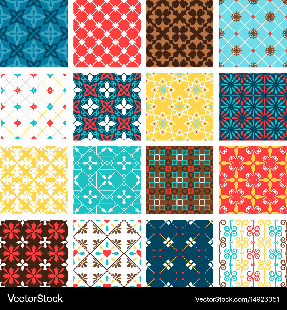 Vintage spanish tiles set Royalty Free Vector Image