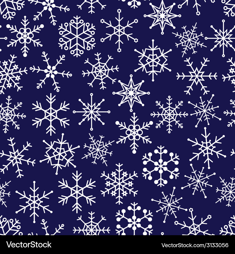16 types of white snowflakes in seamless pattern Vector Image