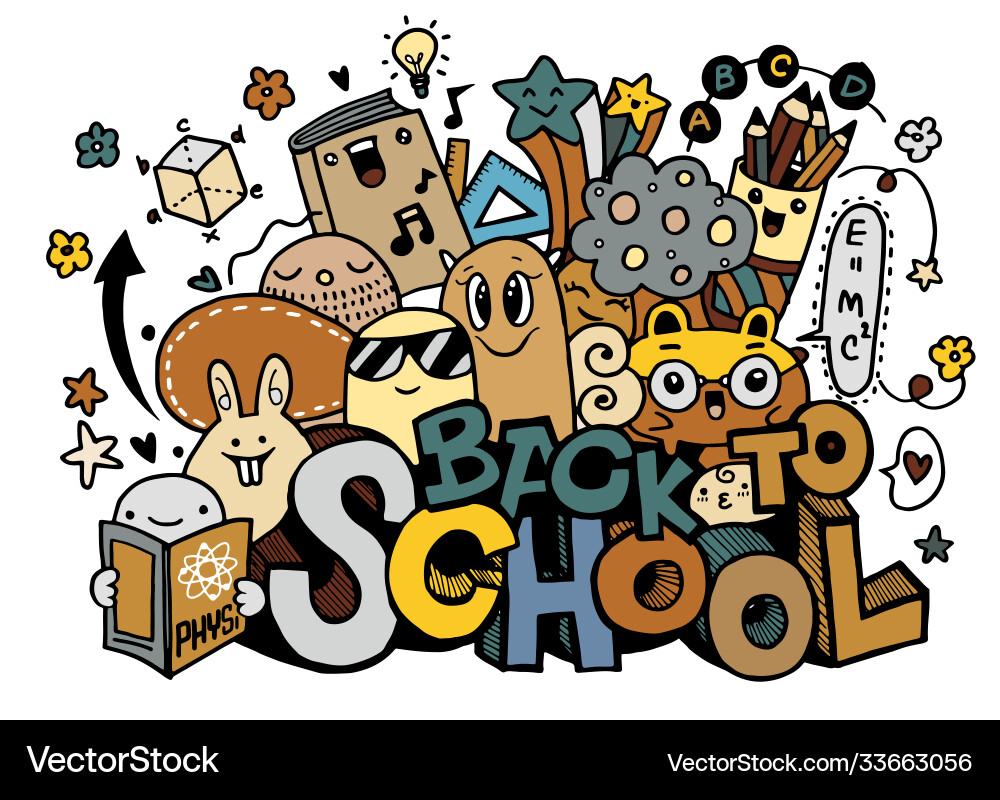 Back to school monster doodle for your Royalty Free Vector