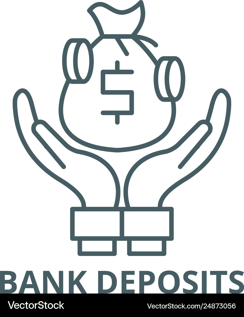 Bank deposits line icon Royalty Free Vector Image
