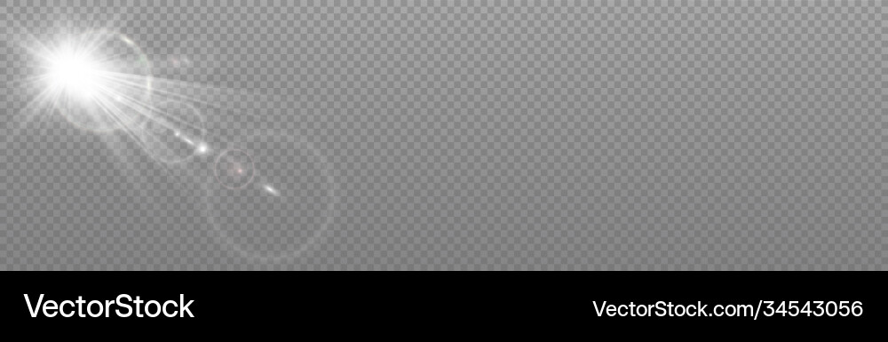 Bright sun with glare on a transparent background Vector Image