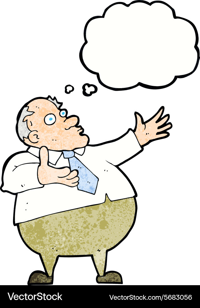 Cartoon exasperated middle aged man with thought Vector Image