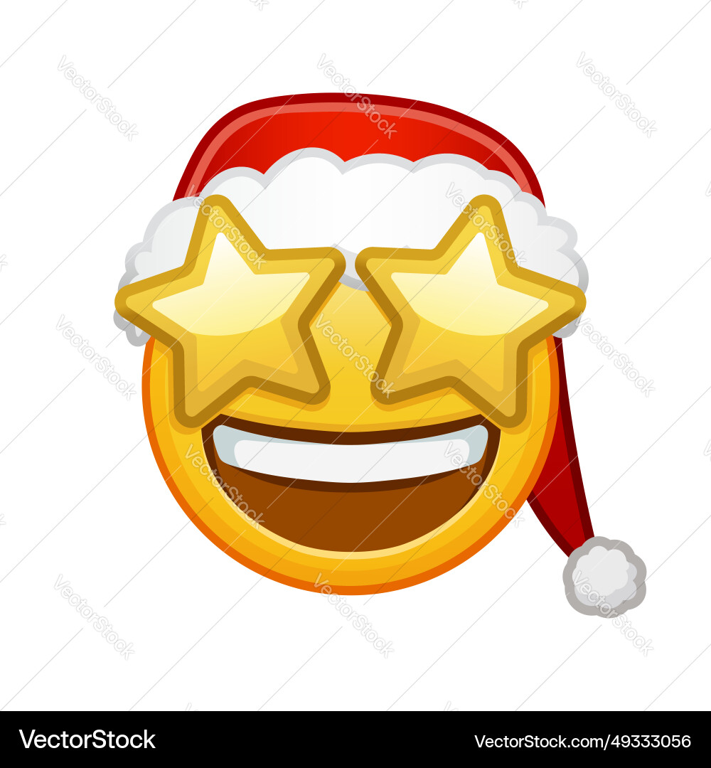Christmas grinning face with starry eyes large Vector Image