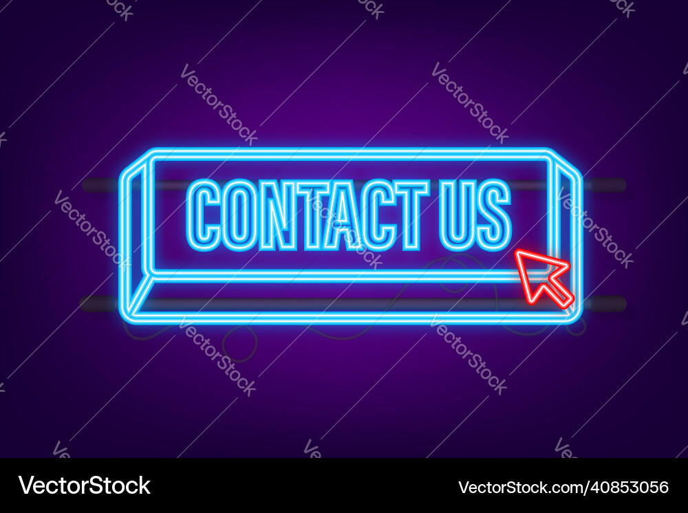 Contact us neon style sign blue Royalty Free Vector Image