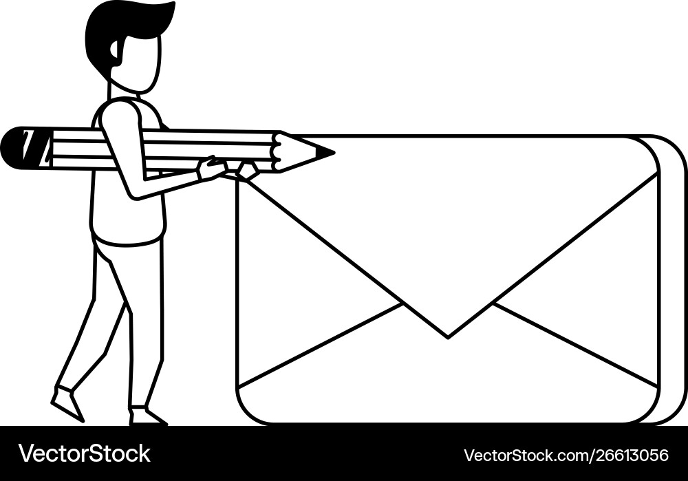 Email message digital card cartoon in black Vector Image