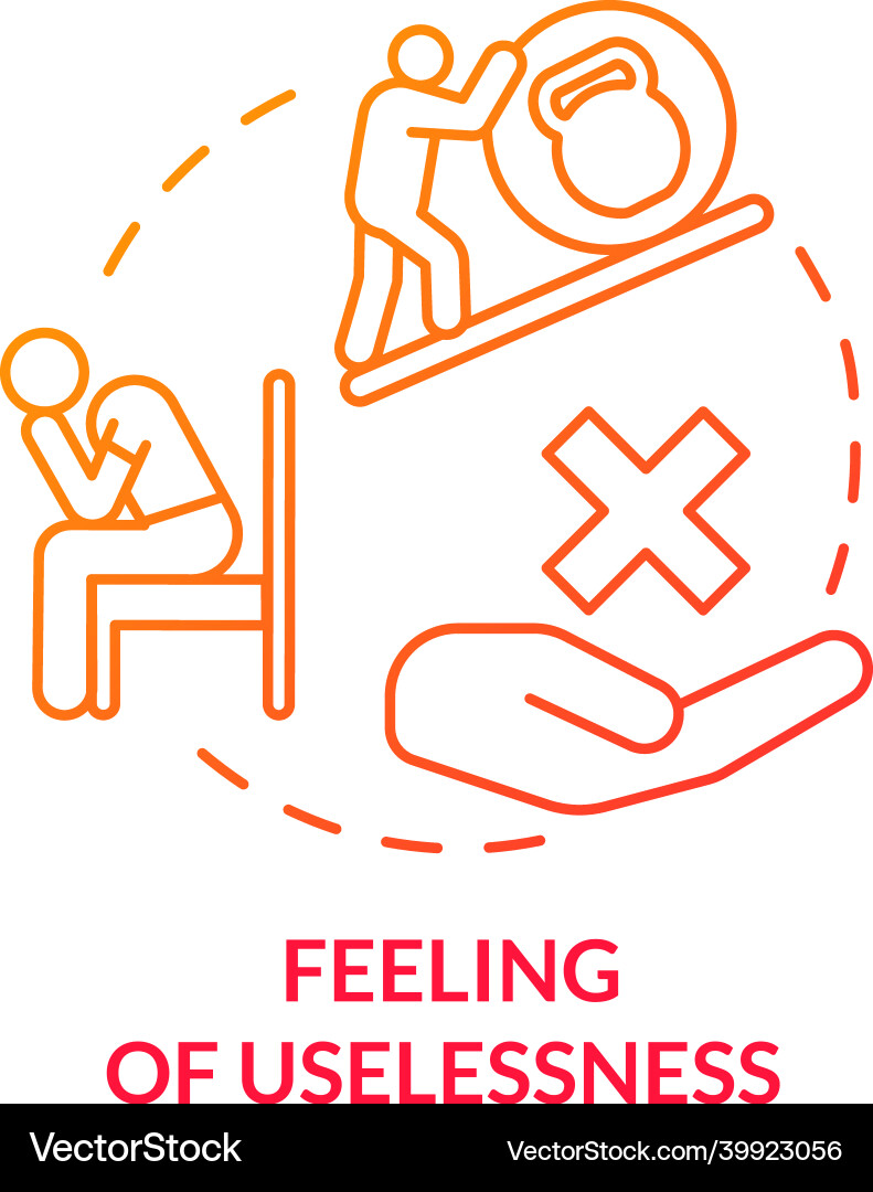 Feeling of uselessness red concept icon tired Vector Image
