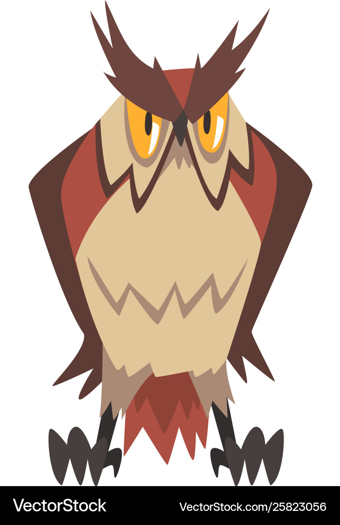 Funny great horned owl character Royalty Free Vector Image