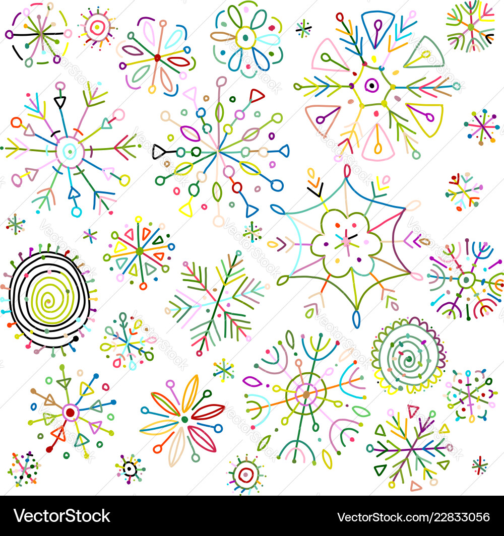 Hand drawn snowflakes collection for your design Vector Image