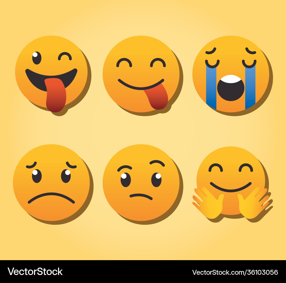 Icon set emoji faces colorful design Royalty Free Vector