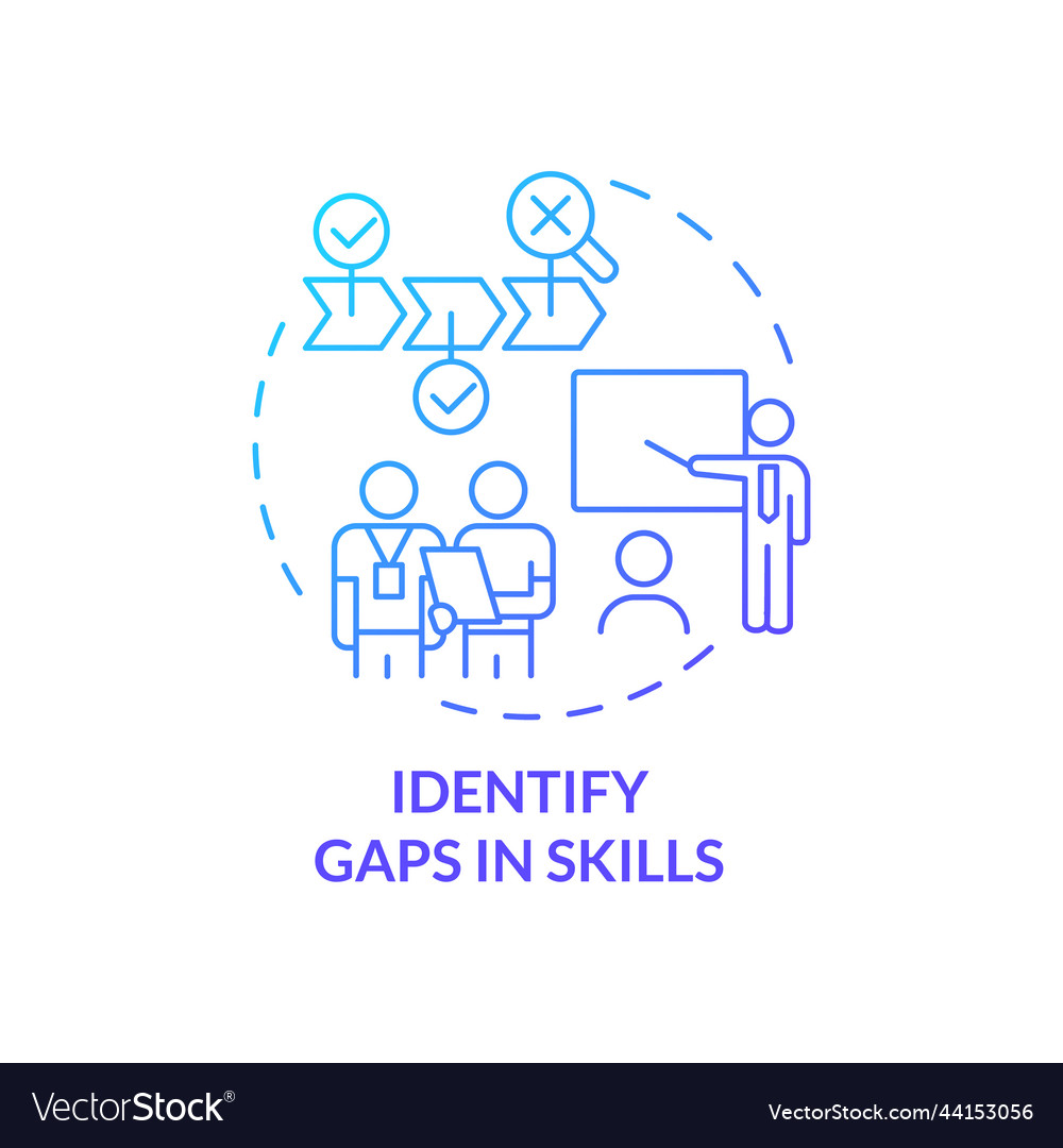 Identify gaps in skills blue gradient concept icon