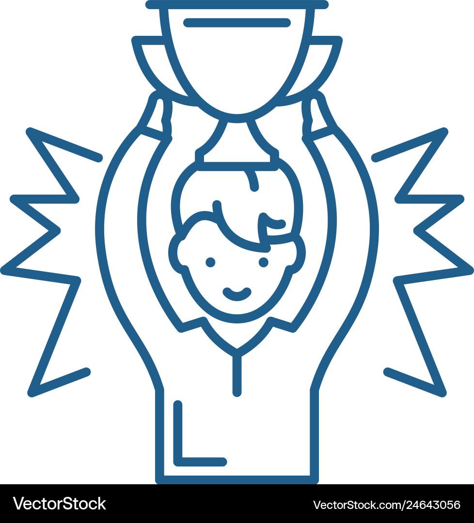Medalist line icon concept flat Royalty Free Vector Image