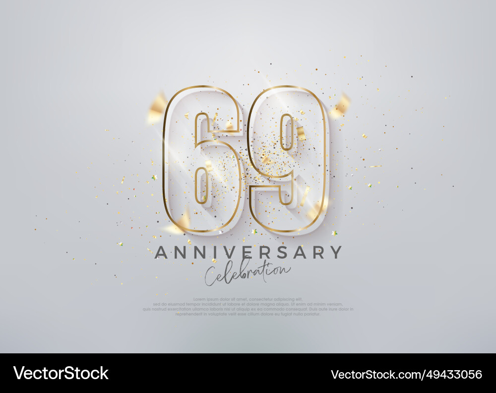 Modern number 69th with unique glass numerals Vector Image