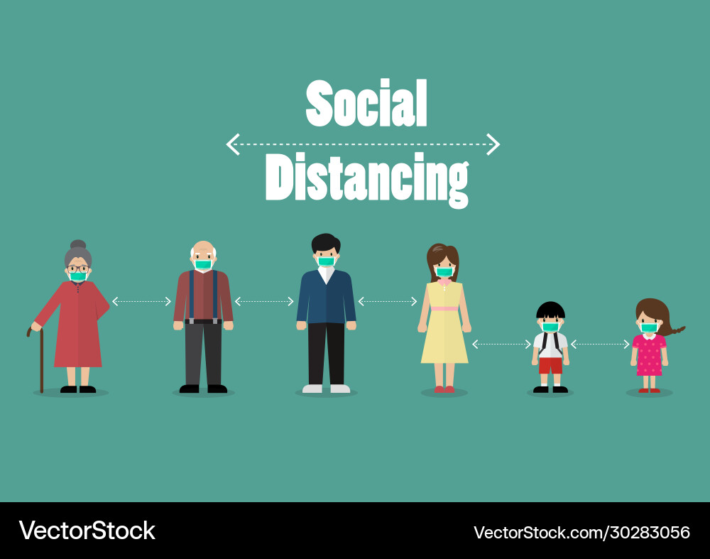 People keeping distance for infection risk and Vector Image